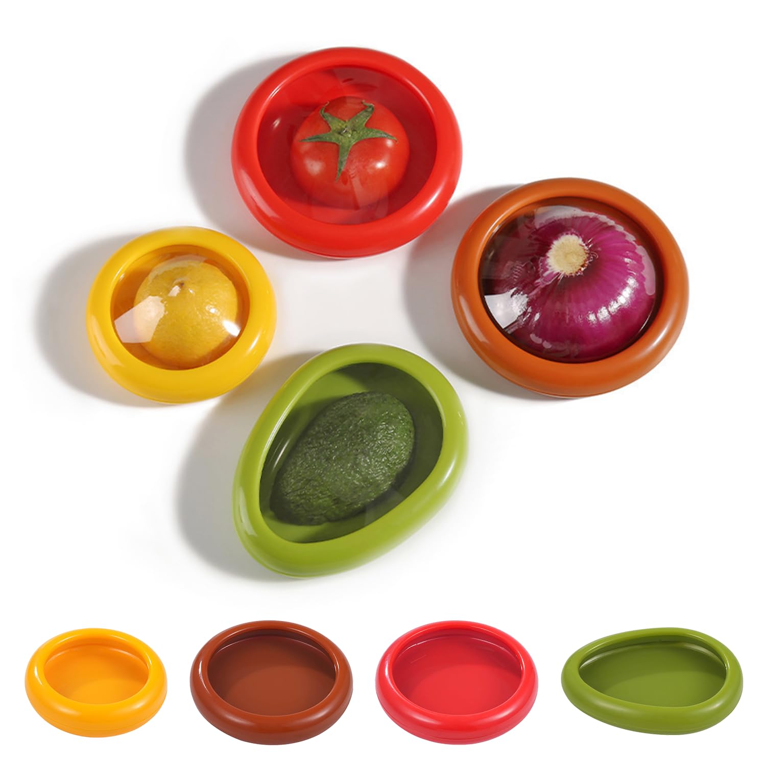 Silicone Fruit Storage Box - Set of 4 Reusable Storage Containers for Fridge - Ideal for Tomatoes, Avocados, Onions, Lemons, and Potatoes