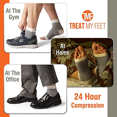 Treat My Feet Three Pairs of Plantar Fasciitis Socks Ankle Compression Sock Improves Blood Circulation, Achilles Heel Support - Alternative to Plantar Fasciitis Night Splints, 3-Pack, Medium