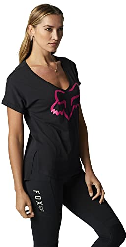 Fox Racing Women's Boundary Short Sleeve TOP, Black/Pink, Large
