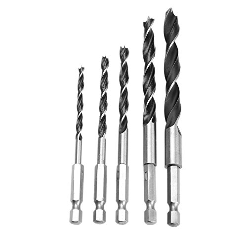 MUXSAM 5PCS Three Sharp Carbide Twist Chamfer Countersink Drill Bit Set Hole-Drilling Tool Kit 4/5/6/8/10mm