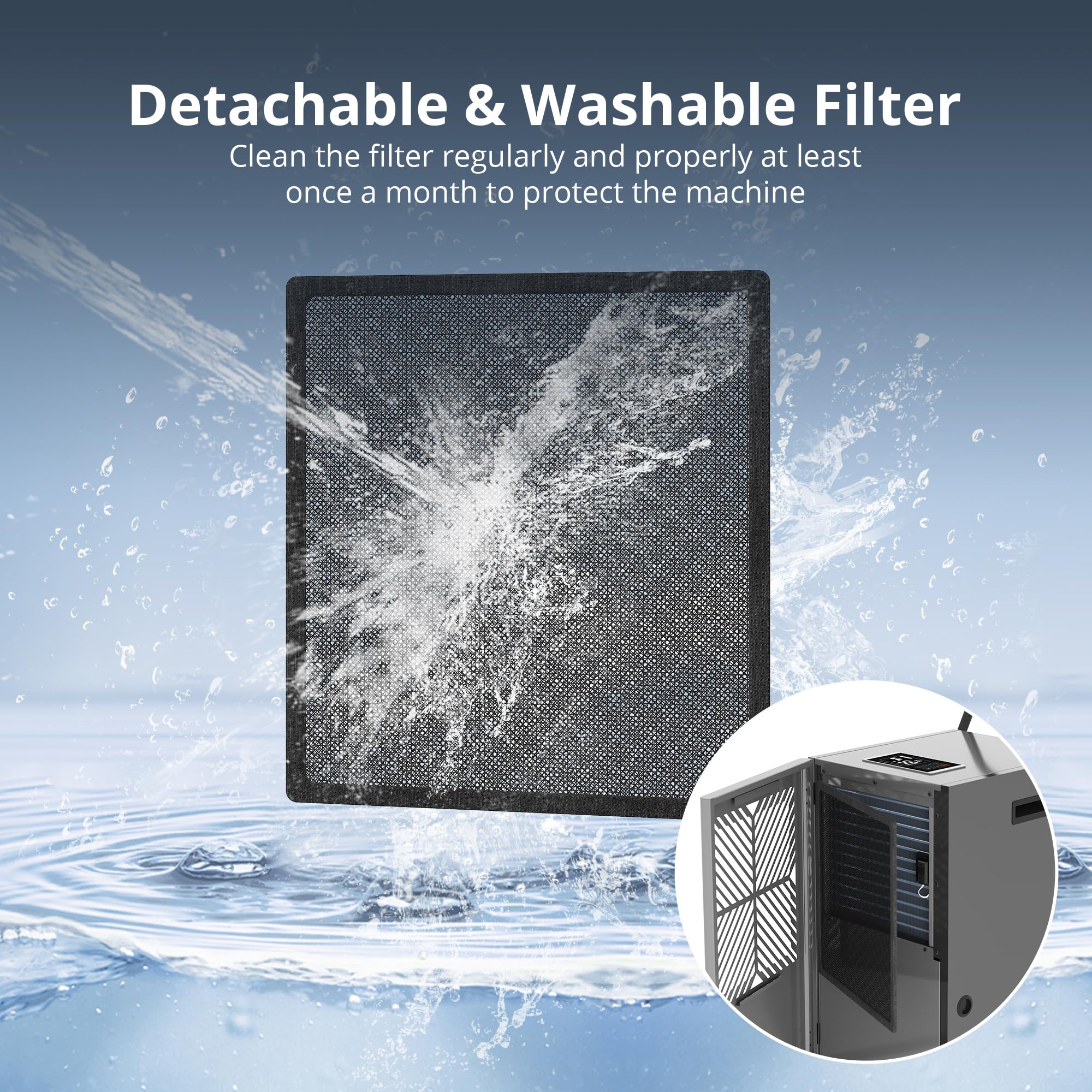 Kesnos 155 Pints Commercial Dehumidifier with Pump β Dehumidifier with Drain Hose and 24 Hr Timer in Large Space Up to 7500 Sq. Ft. β Ideal for Basements, Industrial Spaces and Job Sites