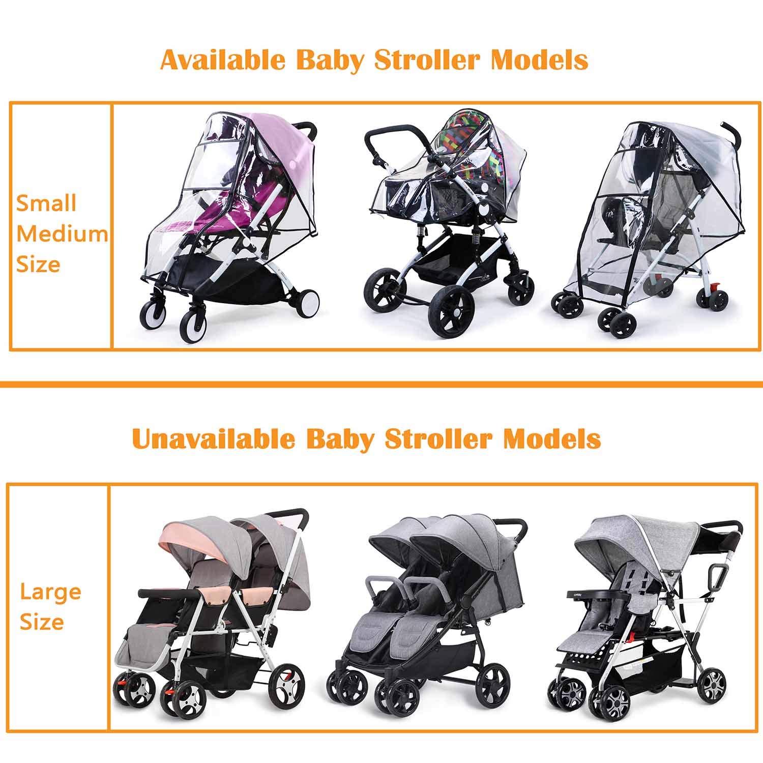 FANGSUN Universal Stroller Rain Cover, Baby Stroller Weather Shield, WaterproofâStroller Cover, Travel Umbrella Stroller Wind Dust Shield, Food Grade EVA, Eye Protect