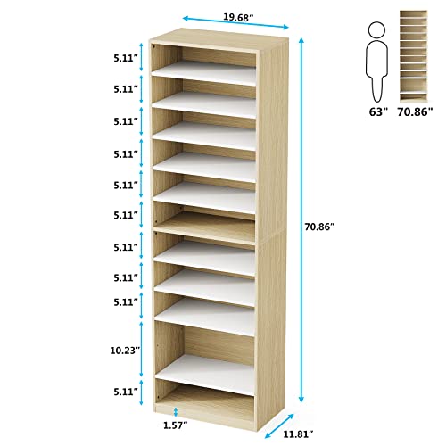Tribesigns 11-Tier Shoe Storage Cabinet, 70.9" Tall Shoe Rack with Adjustable Sheves, Freestanding Shoe Organizer Cabinet for Entryway,Closet, Living Room