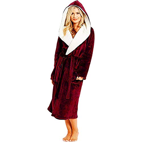 JJHAEVDY Women Soft Plush Robes Hood Personalized Fleece Robe for Women - Long Fluffy Spa Bathrobes Warm Plush Bathrobe
