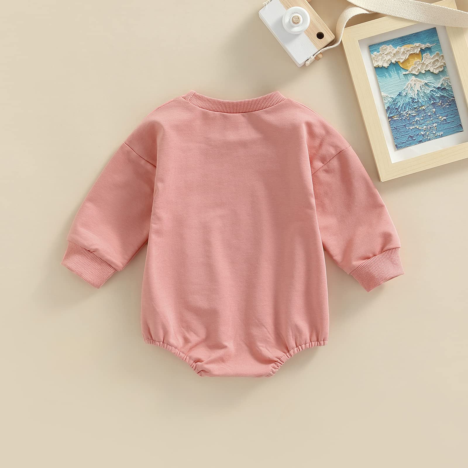 Newborn Baby Girl Boy Clothes Crewneck Sweatshirt Romper Babe/Rainbow Pullover Sweater Shirts Oversized Fall Clothes (Babe-Pink, 0-3 Months)