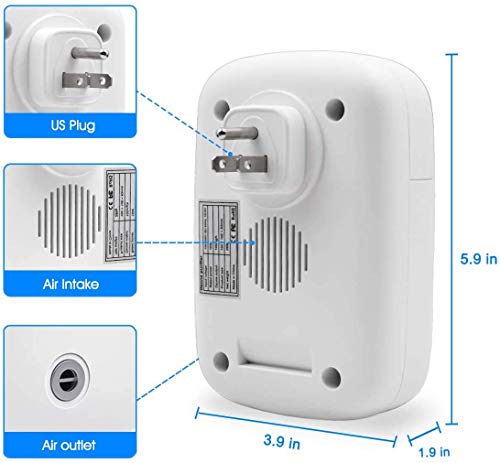 Plug-in Air Cleaning for Home, Ozone Removes Odor, Portable and Compact, for Bedroom, Office, Kitchen and Bathroom (White)