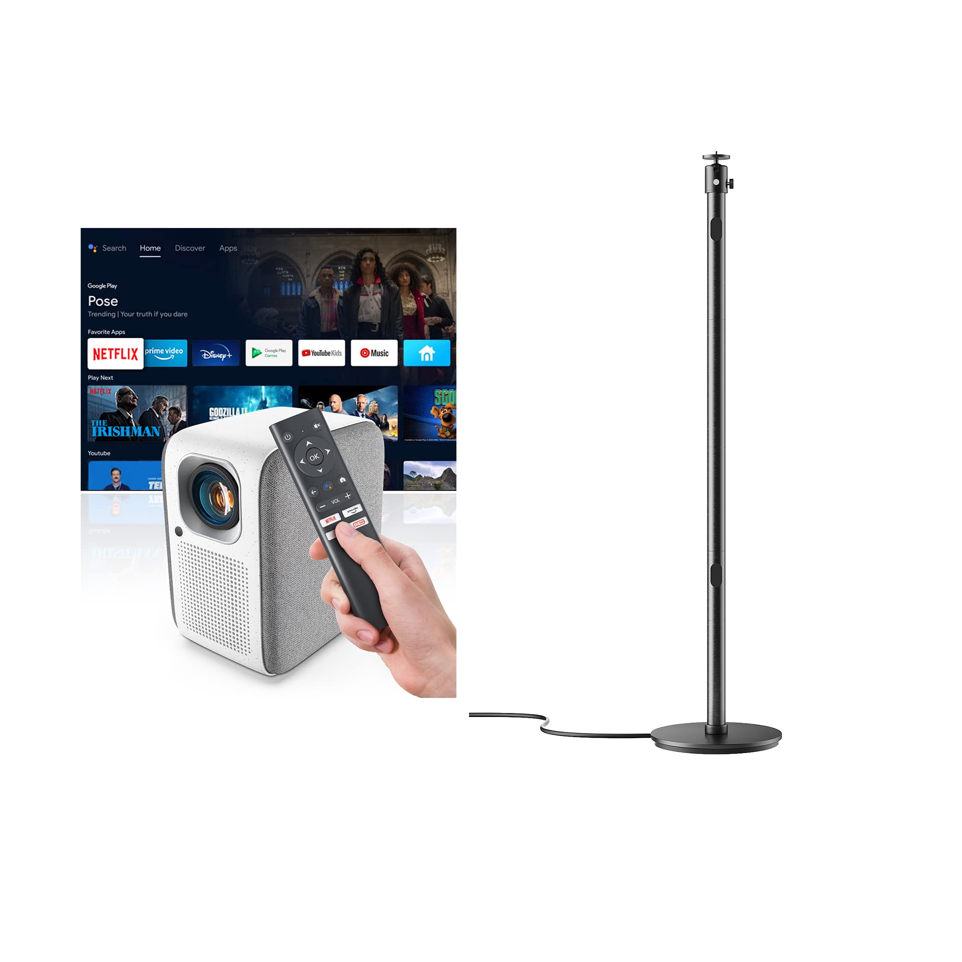 Pokitter CineMax Pro 1080P Projector & Pokitter Projector Tripod