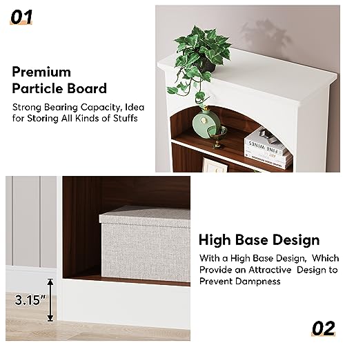 Tribesigns 5-Shelf White Bookcase and Bookshelf, 70.9'' Tall Bookcase with 5-Tier Storage Shelves, Vintage Free-Standing Library Bookshelf Shelving Unit for Living Room, Home Office (White & Oak)