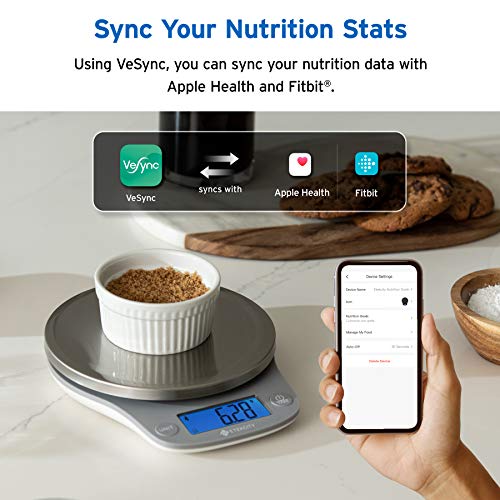 Etekcity Nutrition Smart Food Kitchen Scale, Digital Ounces and Grams for Cooking, Baking, Meal Prep, Dieting, and Weight Loss, 11 Pounds-Bluetooth, 304 Stainless Steel