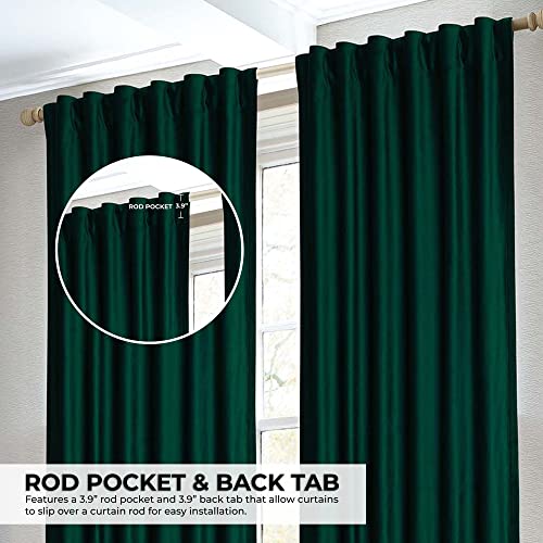 Tribeca Living Luxury Velvet Room Darkening Window Curtains - 50 x 96-Inch, Emerald Green, 2 Panels (Rod Pocket/Back Tab), (VELSOCUR96EG)