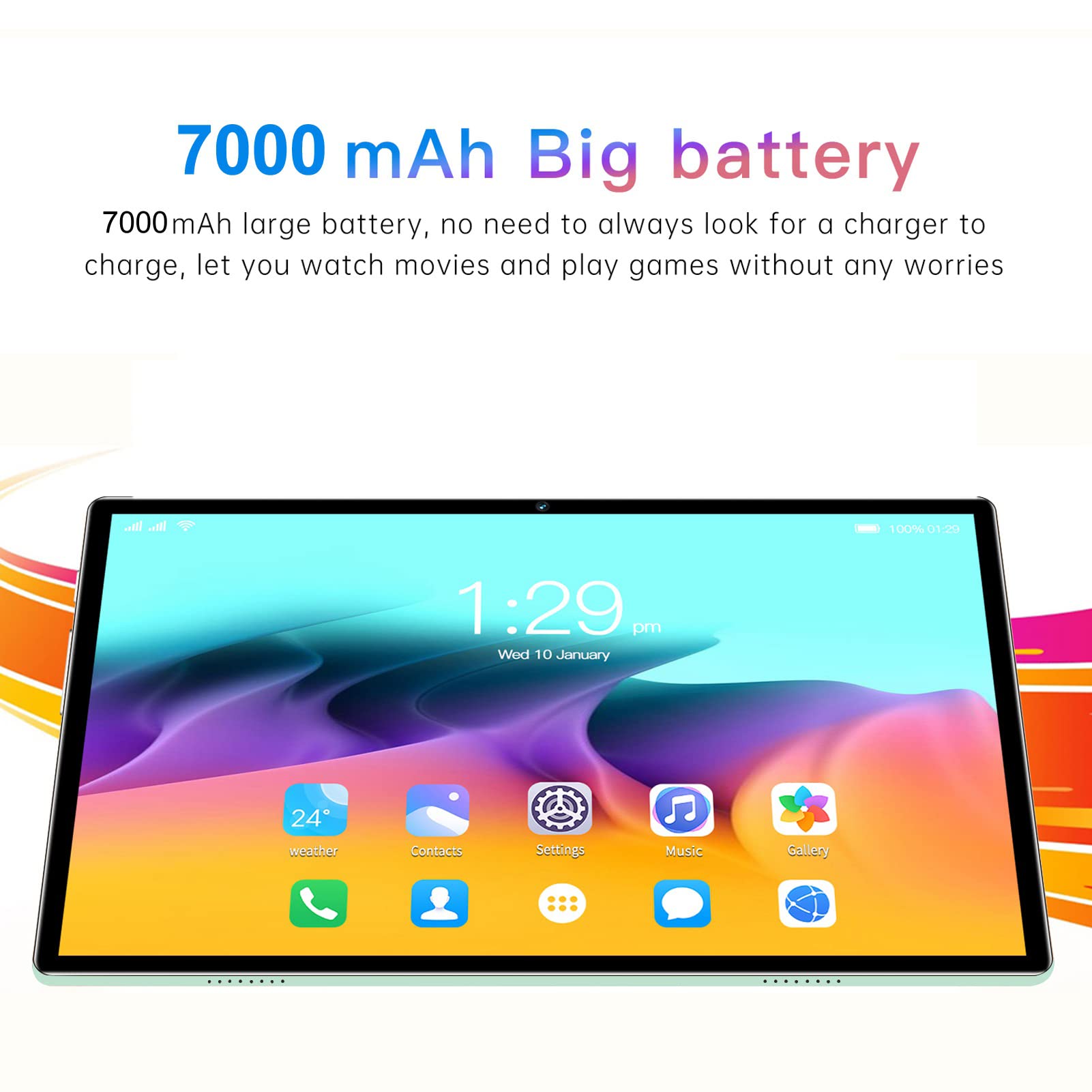 HEEPDD 10 Inch Tablet, 8GB RAM 128GB ROM Gaming Tablet Green 100-240V (Green)