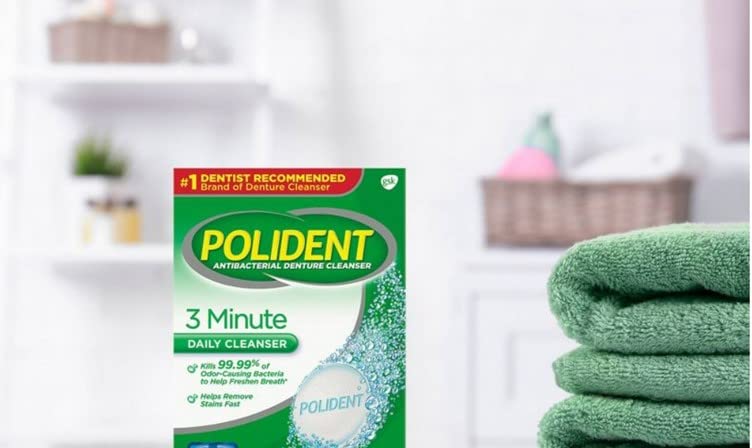 Polident 3 Minute Denture Cleanser β Denture Tablets with Triple Mint Flavor, Won't Scratch Dentures, Formulated To Dissolve Quickly (Pack of 3)