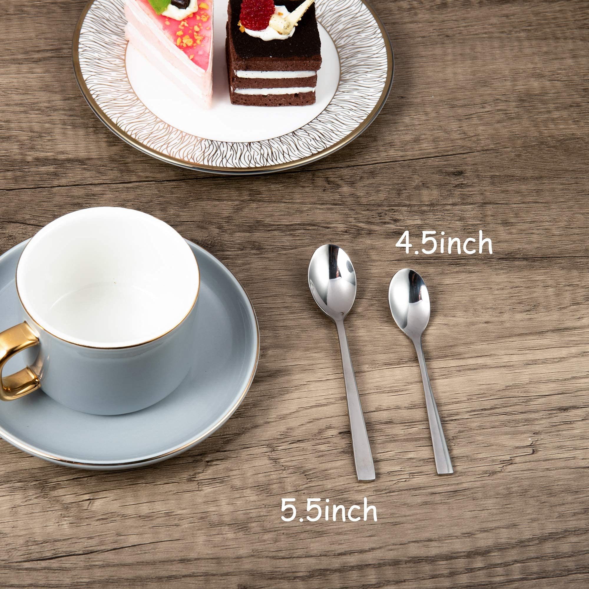 IMEEA Demitasse Spoons Espresso Spoons SUS304 Stainless Steel Small Tea Spoon 4.5 Inch, Set of 6