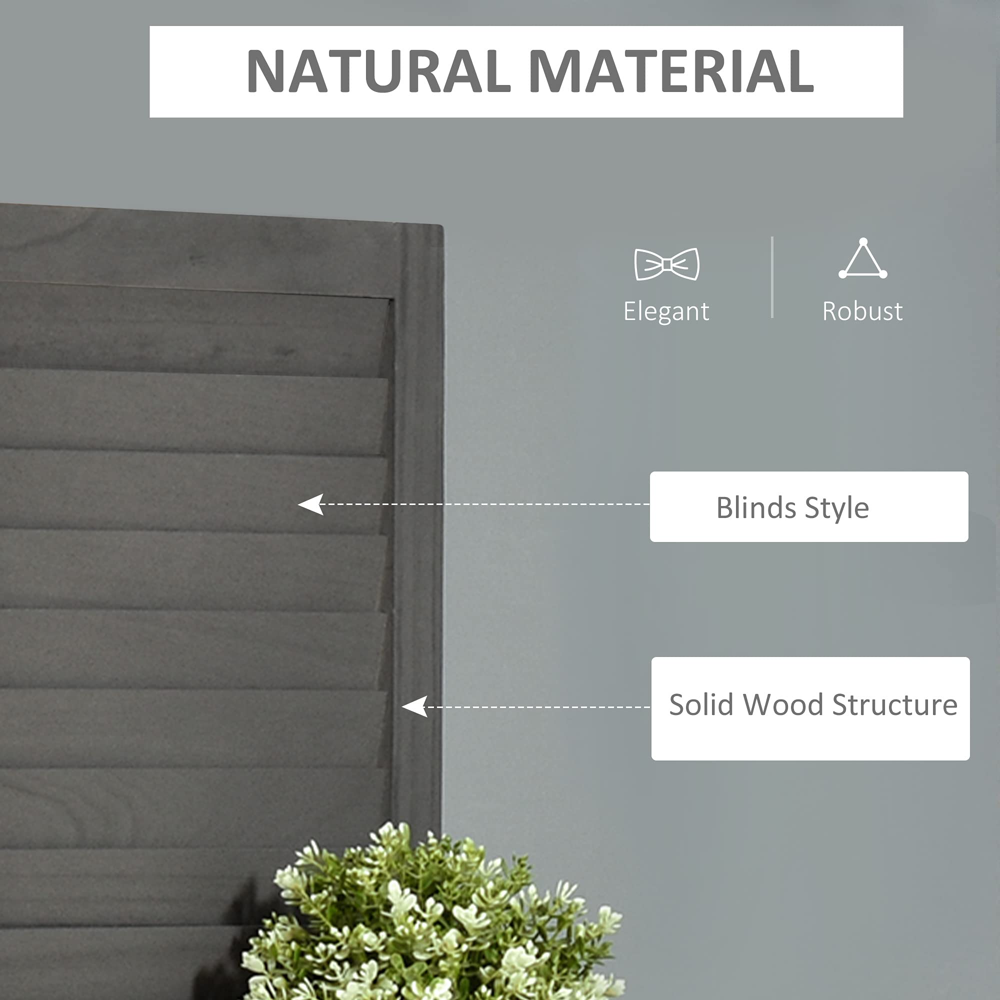 HOMCOM 4 Panel 67" Tall Wood Privacy Screen Room Divider with 3 Display Shelves, and Folding Storage for Bedroom or Home Office, Grey