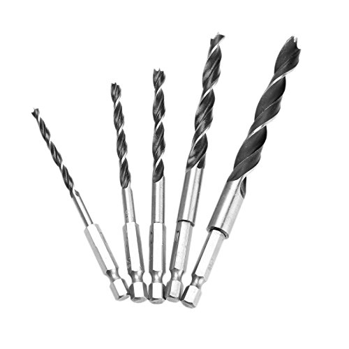 MUXSAM 5PCS Three Sharp Carbide Twist Chamfer Countersink Drill Bit Set Hole-Drilling Tool Kit 4/5/6/8/10mm