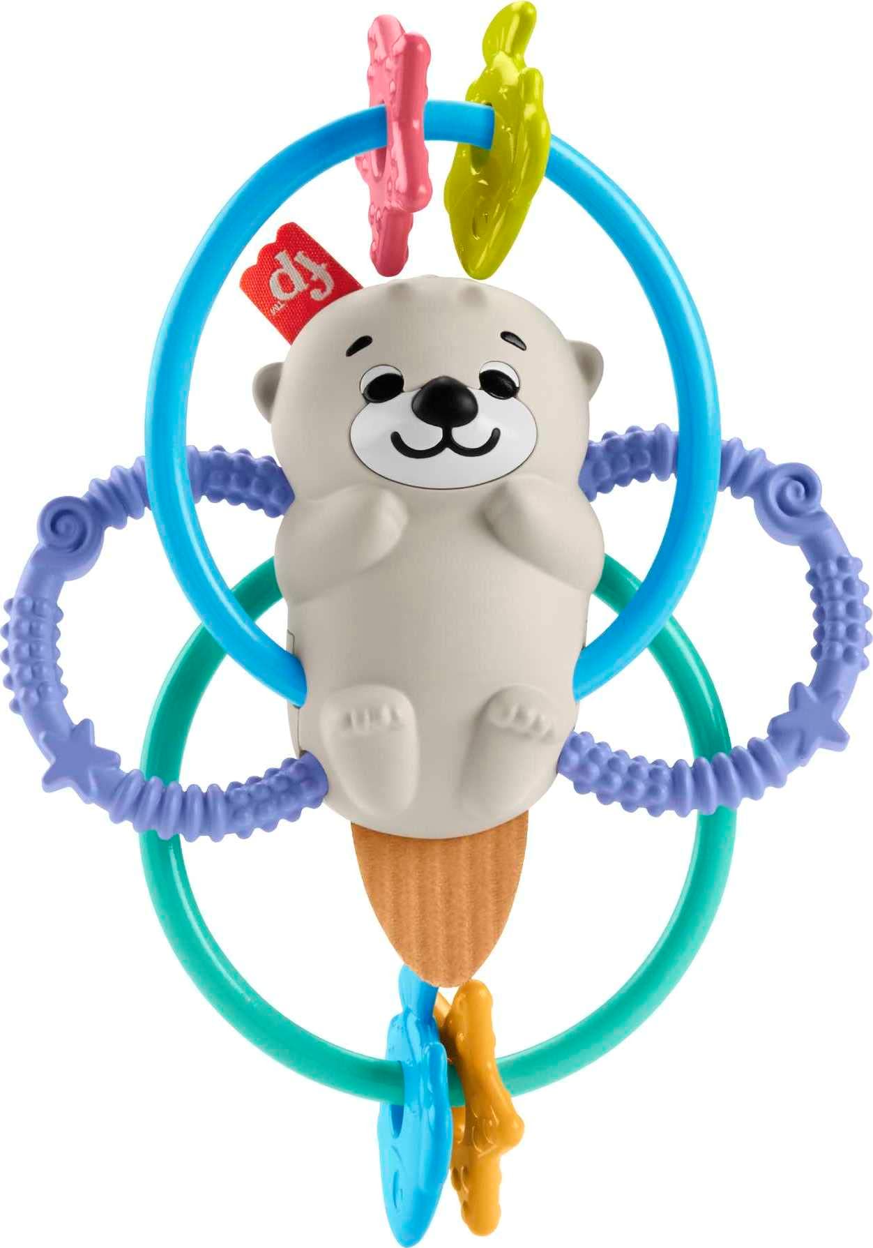 Fisher Price Baby Toys Twist & Teethe Otter 2-In-1 Rattle and Bpa-Free Teether with Textured Rings for Infant Fine Motor Play