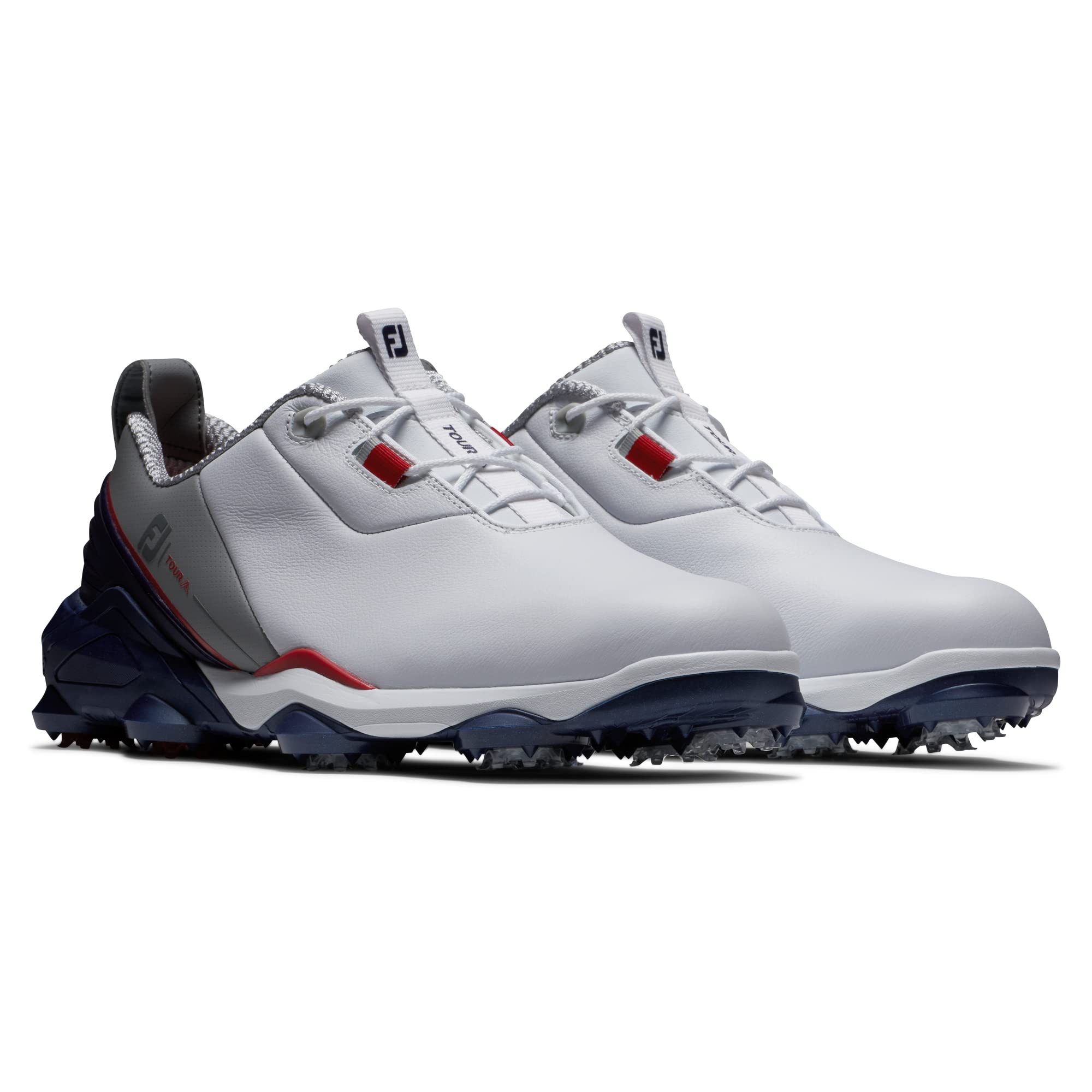 FootJoy Men's Tour Alpha Golf Shoe, White/Navy/Grey, 8.5 Wide