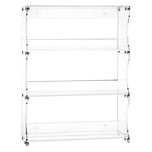 MyGift Clear Acrylic Shelves, Wall Mounted 3 Tier Floating Display Rack, Clear Hanging Shelves, Plastic Shelving
