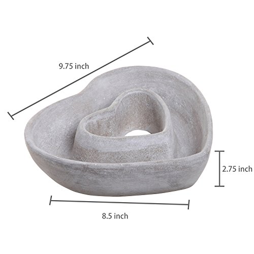 MyGift Gray Cement Succulent Plant Pot with Drainage Hole, Heart Shaped, for Indoor Plants Cactus, Flowers, Home Decor, Wedding Decor, Birthday Party Decor