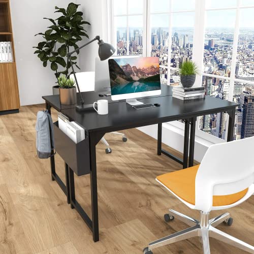 Sweetcrispy Small Computer Office Desk 40 Inch Kids Student Study Writing Work with Storage Bag & Headphone Hooks Modern Simple Home Bedroom PC Table