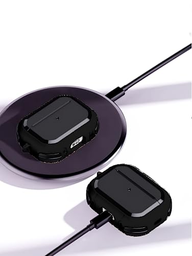 Podarmor Rugged Military-Grade Case for AirPods 2 & 1 - Full-Body Protection with Keychain - Wireless Charging Compatible (Black)