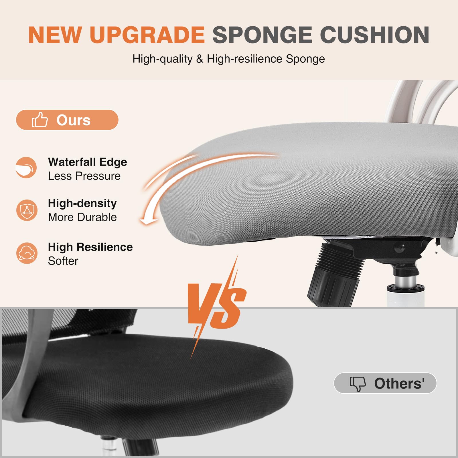 Sweetcrispy Office Computer Desk Chair, Ergonomic High-Back Mesh Rolling Work Chairs with Wheels and Adjustable Headrests, Comfortable Lumbar Support, Comfy Flip-up Arms for Home,Bedroom,Study, Black