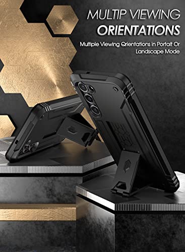 Poetic Revolution Case for Samsung Galaxy S23+ Plus 5G 6.7" (2023), Built-in Screen Protector Work with Fingerprint ID, Full Body Rugged Shockproof Protective Cover Case with Kickstand, Black