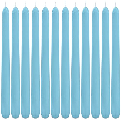 Myido Set of 12 10 inch Taper Candles - Halloween Taper Candles are Odor Free - Tall Candles Burn Long and are Perfect for Black Halloween Decorations or Dinner Candles(Blue)