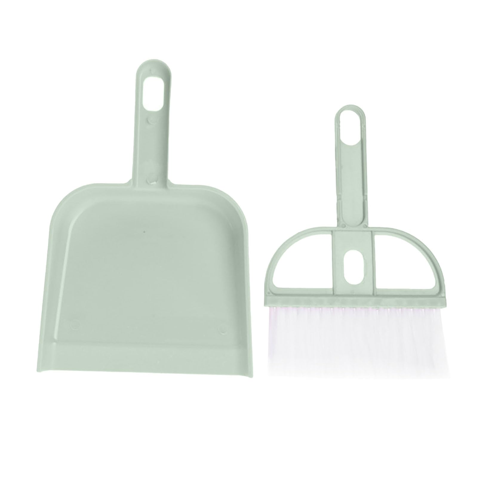 Small Broom and Dustpan Set Efficiently Sweeping Desktop Dust for Office Home School Portable Plastic Mini Broom Dustpan (Nordic Green)