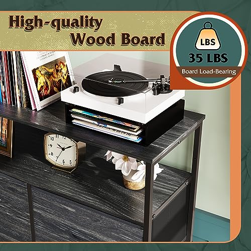 WLIVE Fabric Dresser for Bedroom, Storage Drawer Unit,Dresser with 8 Deep Drawers for Office, College Dorm, Charcoal Black Wood Grain Print