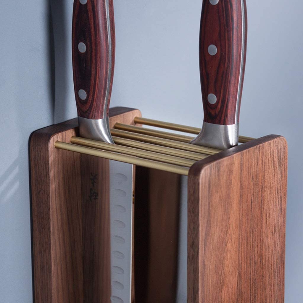 Knife Block Black Walnut Knife Block Wall Mount Knife Holder Large Capacity Knife Organizer Block And Storage Knife Rack Knife Holder Knife Storage