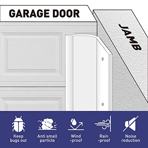 FOSLUOC Garage Door Seal Top and Side Seal Strip 34FT White Adhesive Backed Rubber Weather Stripping Replacement Weatherproofing Universal Sealing Professional.