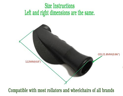 Universal Rollator Hand Grip,Replacement Parts for Rollator and Wheelchair,Universal Hand Grips Anatomical Pair for 4-Wheel rollator (1Pair(Left/Right),Black)
