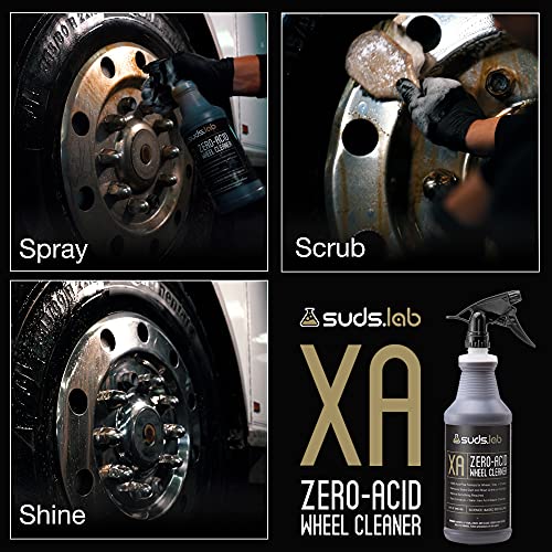 Suds Lab XA Zero-Acid Wheel Cleaner - Cleans Brake Dust and Grime for Car Rims and Tires - Safe on Chrome, Alloy and Aluminum Rims - 64 oz