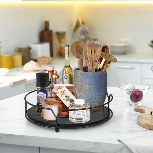 Round Decorative Serving Tray,Farmhouse Wood Tray for Coffee Table,11.5ββ Wooden Tray for Home Decor,Display Tray for Kitchen Bathroom Organizer Coffee Dining Table Centerpiece