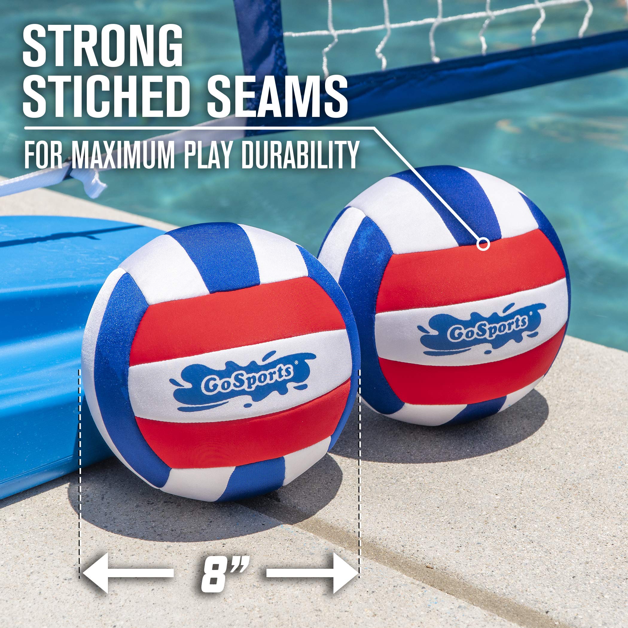 GoSports Pro Neoprene Pool Volleyball 2 Pack, Waterproof Volleyballs with Ball Pump