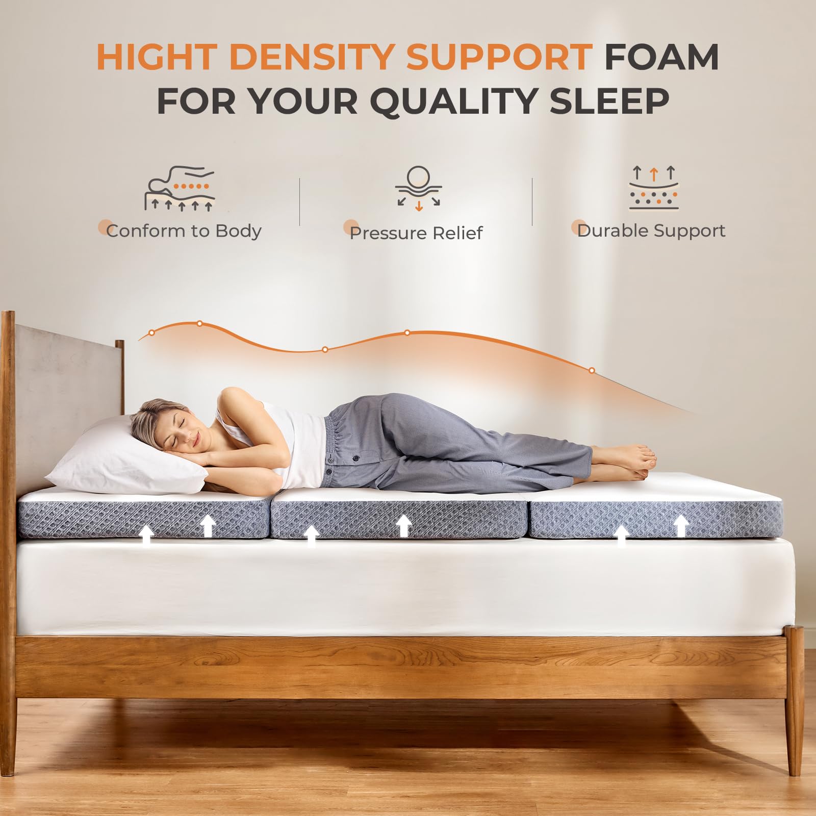 Sweetnight Tri Folding Mattress - 4-inch Foldable Mattress with a Collapsible and Washable Cover | Medium-Firm with Non-Slip Design | Suitable for RV Travel, Camping, Guest (Full)