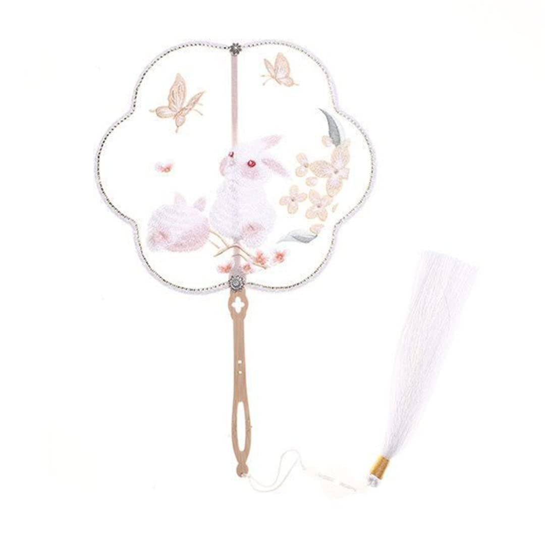 Lmtossey 1PC Chinese Style Suzhou Embroidery Double-Sided Embroidery Fan Solid Hand Embroidered Fan