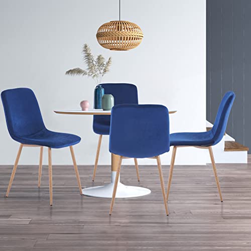 Springfavor Blue Velvet Dining Chairs Set of 4 Kitchen & Dining Room Chairs with Sturdy Metal Legs Upholstered Mid Century Modern Dining Chairs for Living Room/Kitchen/Bedroom