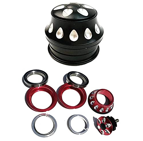 Free-fly 1-1/8" Heavy Duty Headset Top Cap Bearings, Built-in Bearings Integrated, 44mm Threadless Stem Tapered Sealed BMX Bearing Nuts (Black)