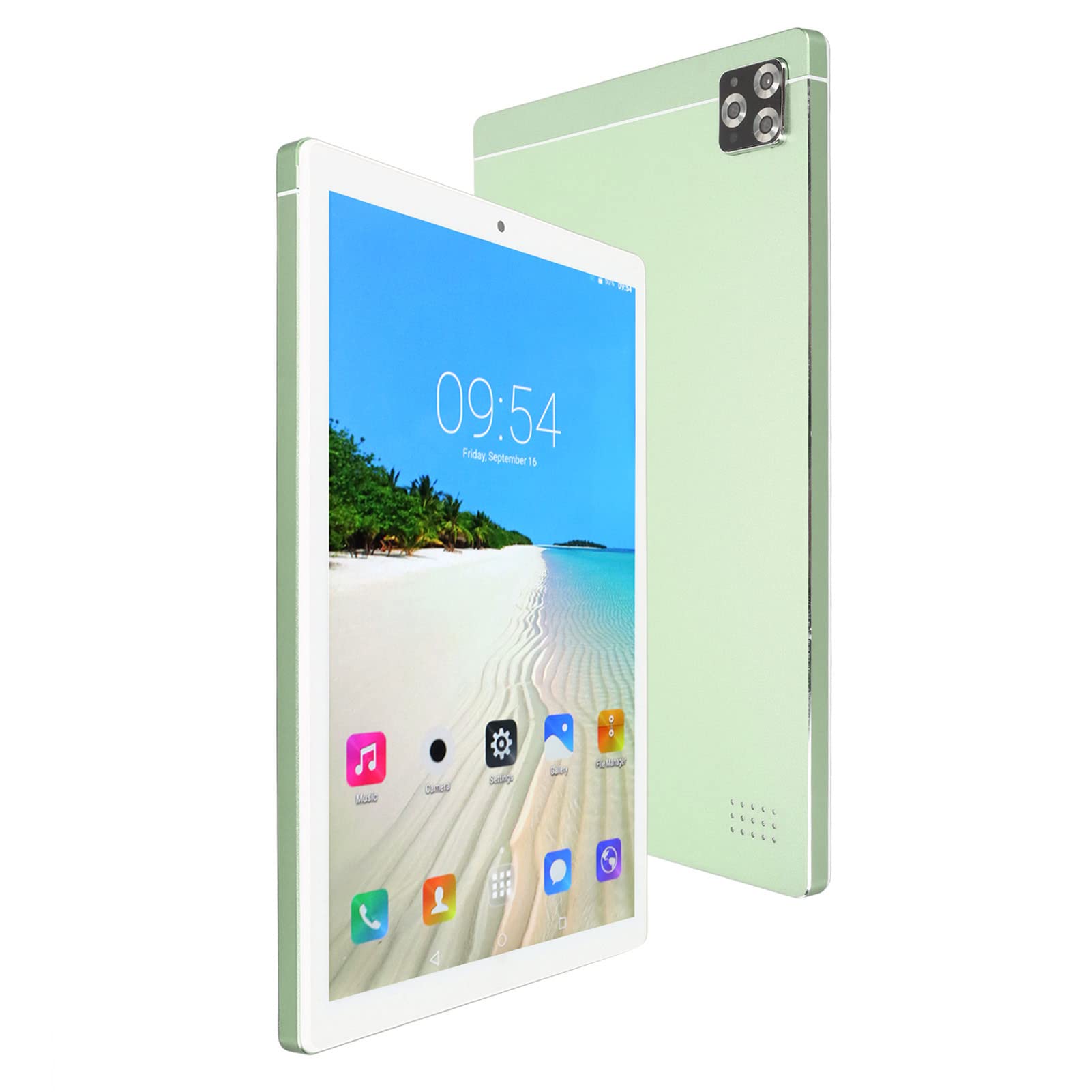 HEEPDD HD Tablet, 100‑240V 10 Core CPU Green Tablet 13MP Camera 4GB RAM 64GB ROM for Work (US Plug)