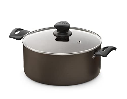 IMUSA USA 5 Quart Talent Master Line Nonstick Dutch Oven with Glass lid & Thermal Signal, Brown, (IMU-20077)
