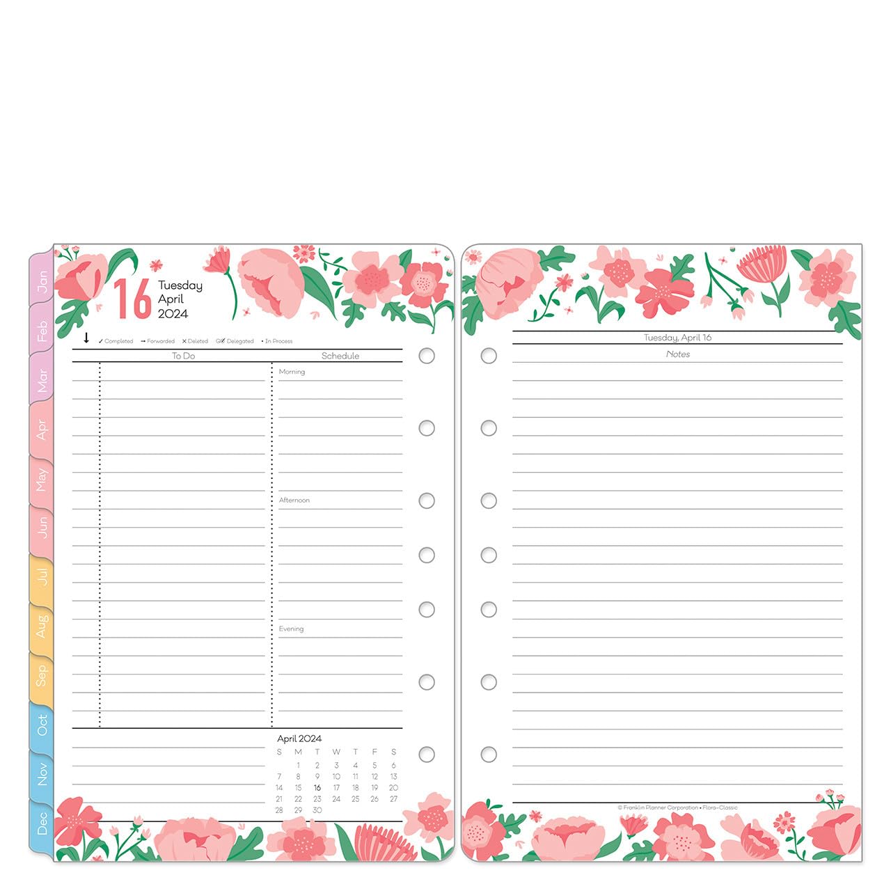 FranklinCovey - Flora Two Page Per Day Ring-Bound Planner (Classic, Jan 2024 - Dec 2024)
