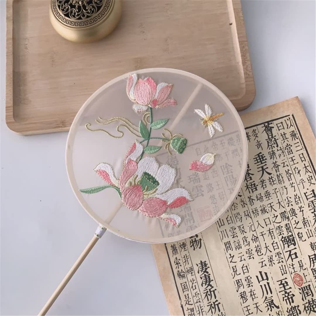 Lmtossey Embroidery Ancient Fan Chinese Style Silk Summer Classical Hanfu Dance Cheongsam Hanfu Hand Fan for Women