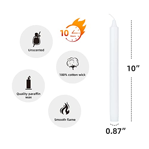 Zest Candle 12-Piece Taper Candles, 10-Inch, White Straight