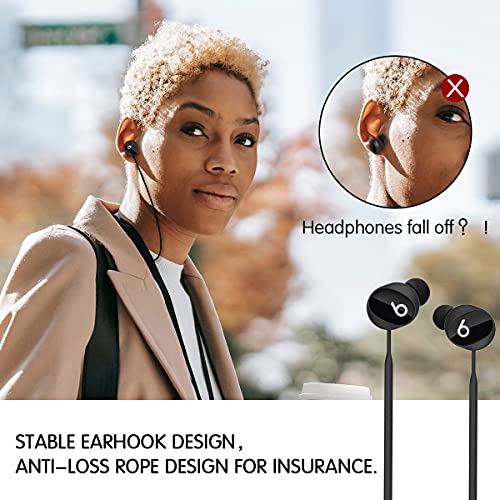 SUIHUOJI for Beats Studio Buds Strap, Soft Silicone Special Anti-Skid Design Sports Anti Lost Strap Lanyard Accessories Compatible with Beats Studio Buds Earbuds Neck Rope Cord(Black)