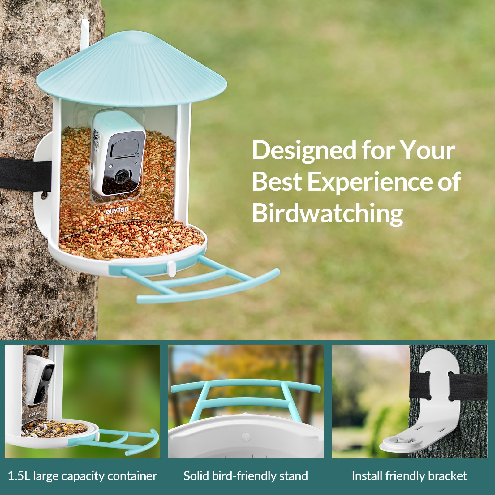 NETVUE Birdfy Lite - Smart Bird Feeder with Camera, Bird Watching Camera, Auto Capture Bird Videos & Motion Detection, Wireless Camera Ideal Gift for Bird Lover