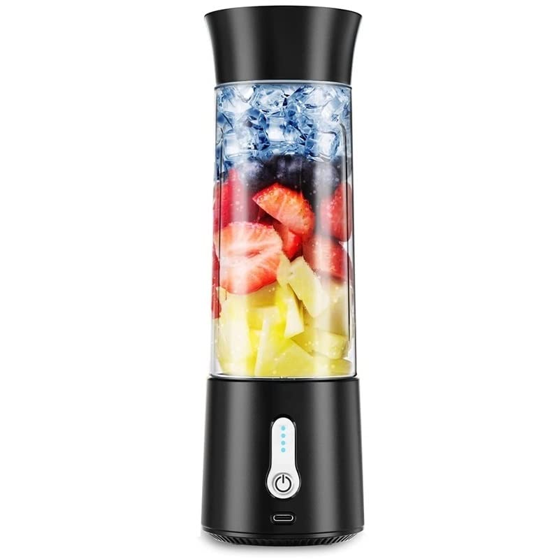 SRLIWHITE Portable Blender, Rechargeable Blender With 500Ml Bottle, Waterproof Blender For Milkshakes And Smoothies Small Juicer (Color : Black)