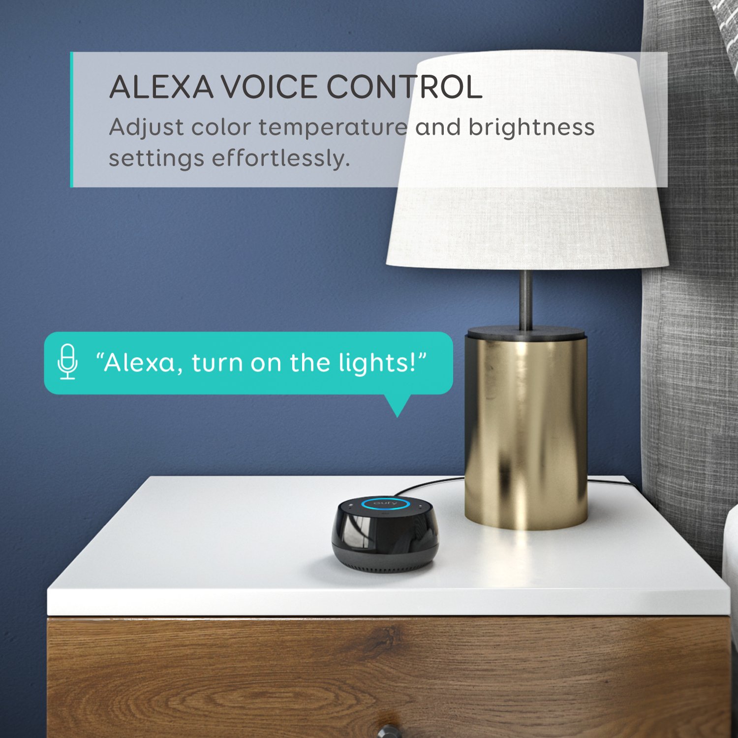 eufy Genie Smart Speaker with Amazon Alexa+Lumos Smart Bulb-Tunable White Starter Kit, Soft White to Daylight (2700K-6500K), No Hub Required, Wi-Fi, 60W Equivalent, A19, E26, 800 Lumens