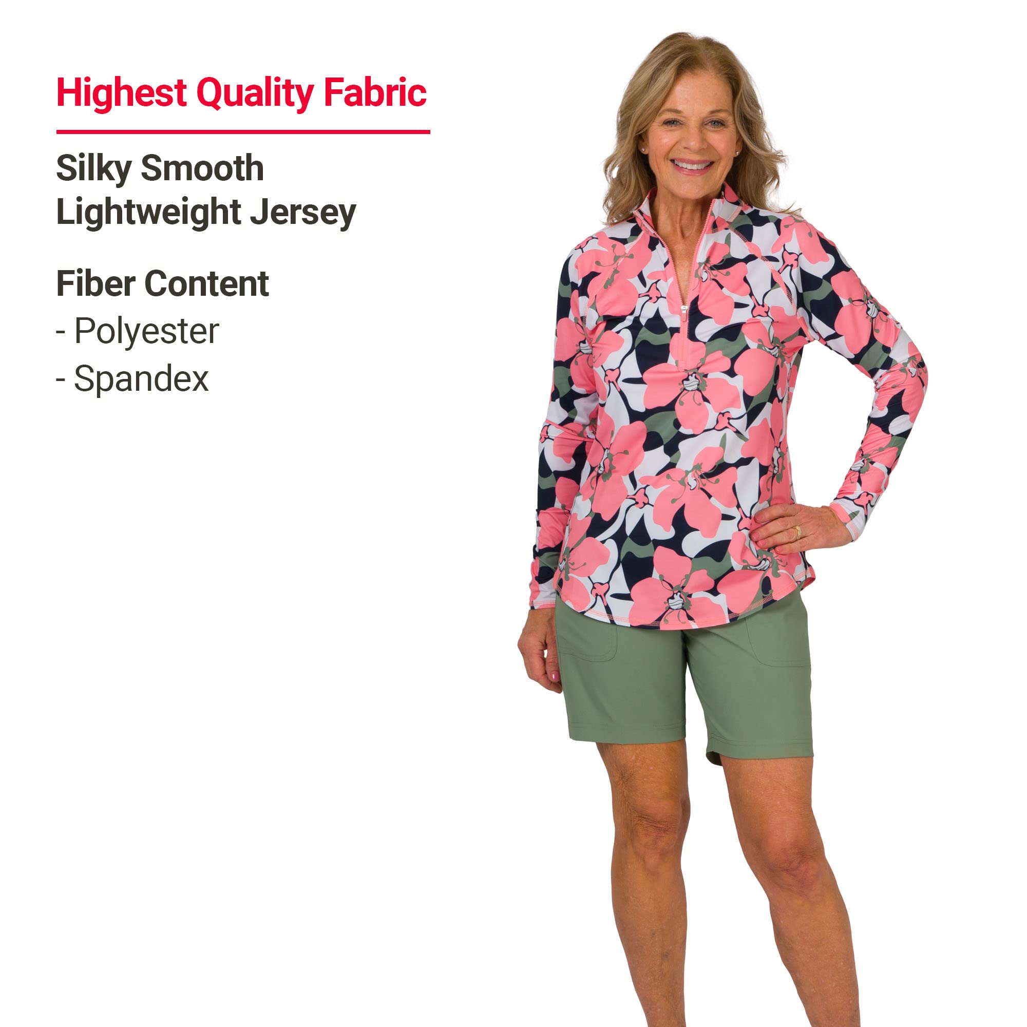 Jofit Apparel Women's Athletic Clothing UV Mock for Golf & Tennis, Size XX-Large, Vibrant Floral